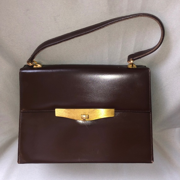 Bon Gout | Bags | Vintage 96s Chocolate Brown Leather Purse With Gold ...